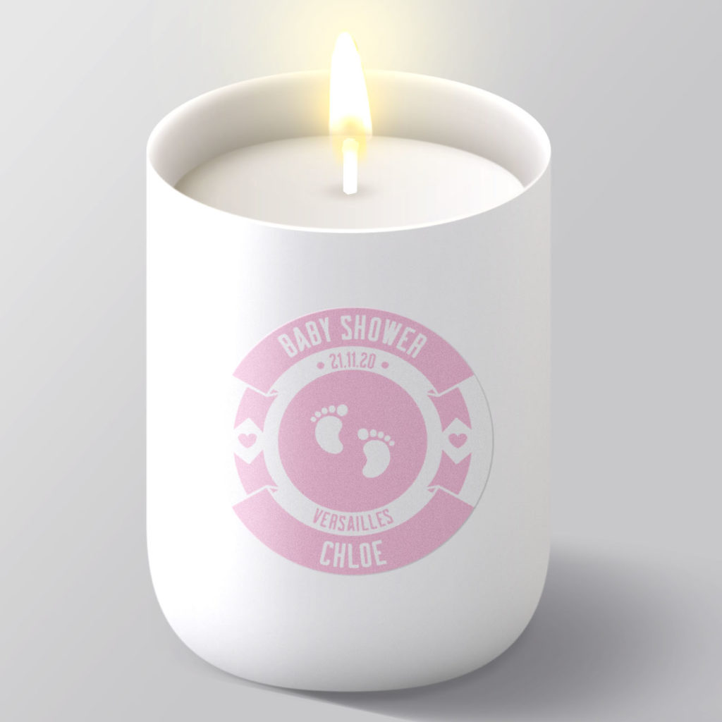 Bougie personnalisée - Cadeau baby shower - Étiquette Petits Pieds ...