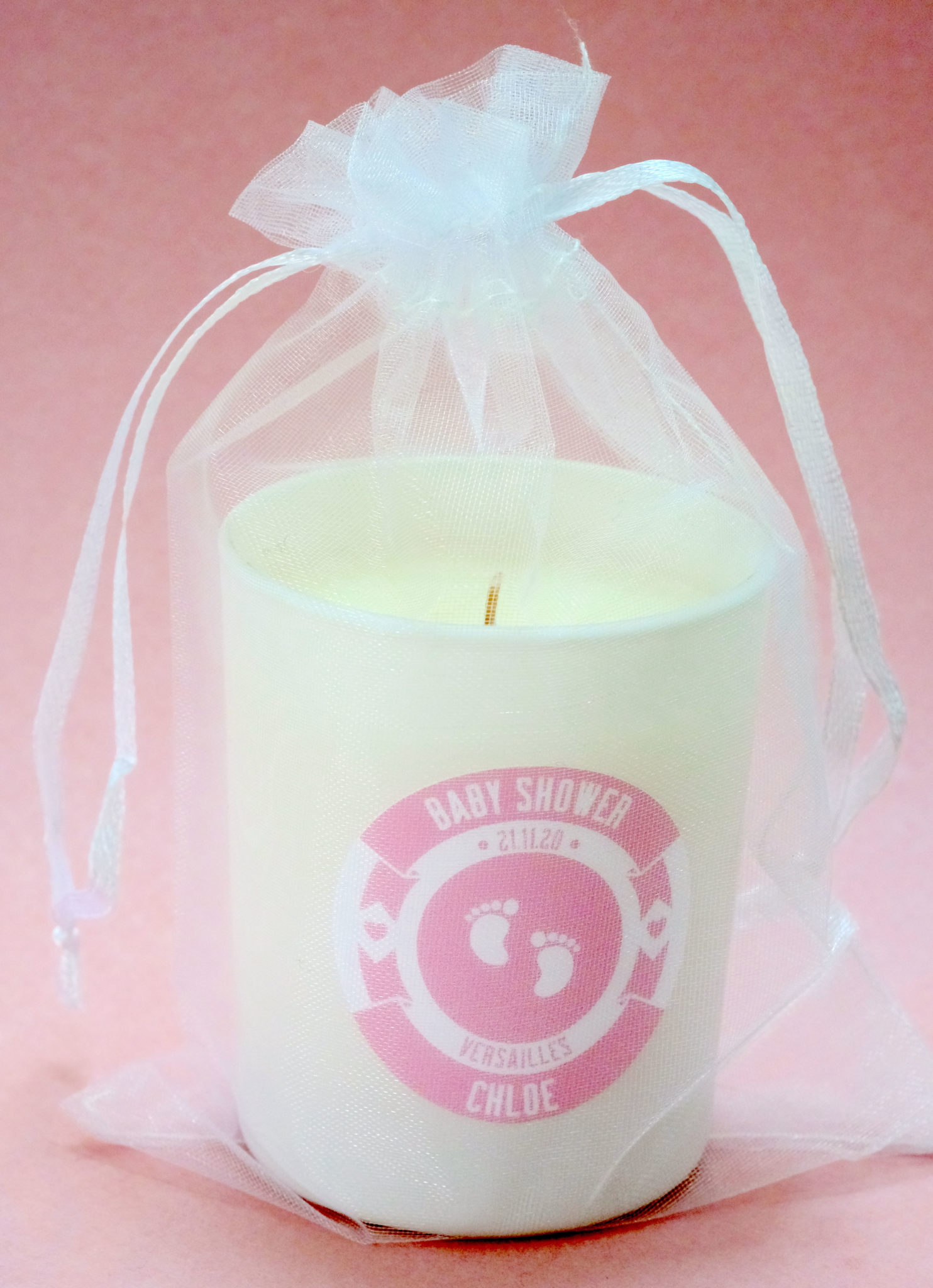Bougie personnalisée - Cadeau baby shower - Étiquette Petits Pieds ...